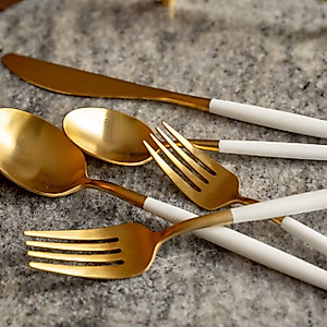 Cambridge 306320Ckg12Ds Mazzy Gold With White-Handle 20-Piece Flatware Set