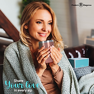 Tea Gift Sets for Tea Lovers Women and Men | Tea Gifts | Tea Gift Set | Tea Sets for Women | Stainless Tumbler | 15 Unique Teas | 10 Honey Straws | Gift Box Tea Set (Rose Gold)