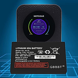 GBBBT W-10 Battery, 5040mAh 3.8V Replacement Battery for Netgear MR1100 AT&T Nighthawk M1 LTE Mobile Hotspot Router Netgear 308-10019-01 W-10