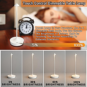 Cordless Table Lamp Rechargeable LED Table Lamps Battery Operated 4000mAh Touch Dimmable Wireless Lamp Waterproof Portable Outdoor Table Light for Restaurants and Dining Home Indoor/Outdoor Use