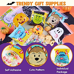 JOYIN 150 Pcs Halloween Cellophane Treat Bags, Halloween Small Candy Bags, Halloween Goodie Gift Bags for Trick or Treat, Small Ziplock Bags for Halloween Party Favor Supplies