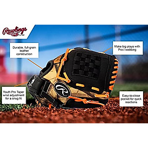 Rawlings Playmaker Camo Kids Baseball Glove for Kids 5-8 - TBall Glove – 10" - Right Hand Throw - Glove Fits on Left Hand - Make Selection Carefully