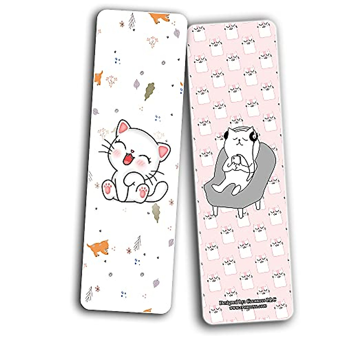 Creanoso Cat Designs Bookmarks (2-Sets X 6 Cards) - Stocking Stuffers Cute Gift Ideas for Children, Teens and Adults