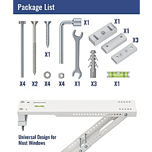 LuckIn AC Window Air Conditioner Support Bracket, Universal for 12,000-24,000 BTU AC Units, Up to 165 lbs, Heavy Duty AC Mounting Bracket, Adjustable Extender Leg & Built-in Bubble Spirit Level