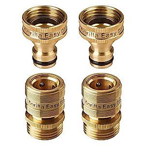 GORILLA EASY CONNECT Garden Hose Quick Connect Fittings. ¾ Inch GHT Solid Brass. (2)