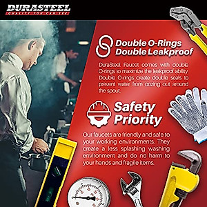 DuraSteel Commercial Kitchen Wall Mount Pre-Rinse Faucet, 38" Height 8" Center with Coiled Spring Pull Down Sprayer, Brass Constructed Polished Chrome Body, 1 Set