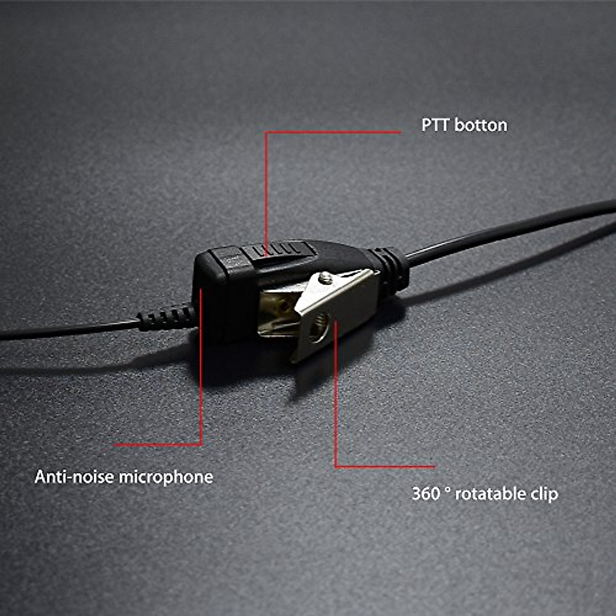 1 pack M head Earpiece Headset PTT With Mic for 2-pin Motorola Two Way Radio by BESTFACE