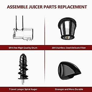 KOIOS Juicer, Masticating Slow Juicer Extractor with Reverse Function, Cold Press Juicer Machine with Quiet Motor, BPA-FREE Juicer Easy to Clean