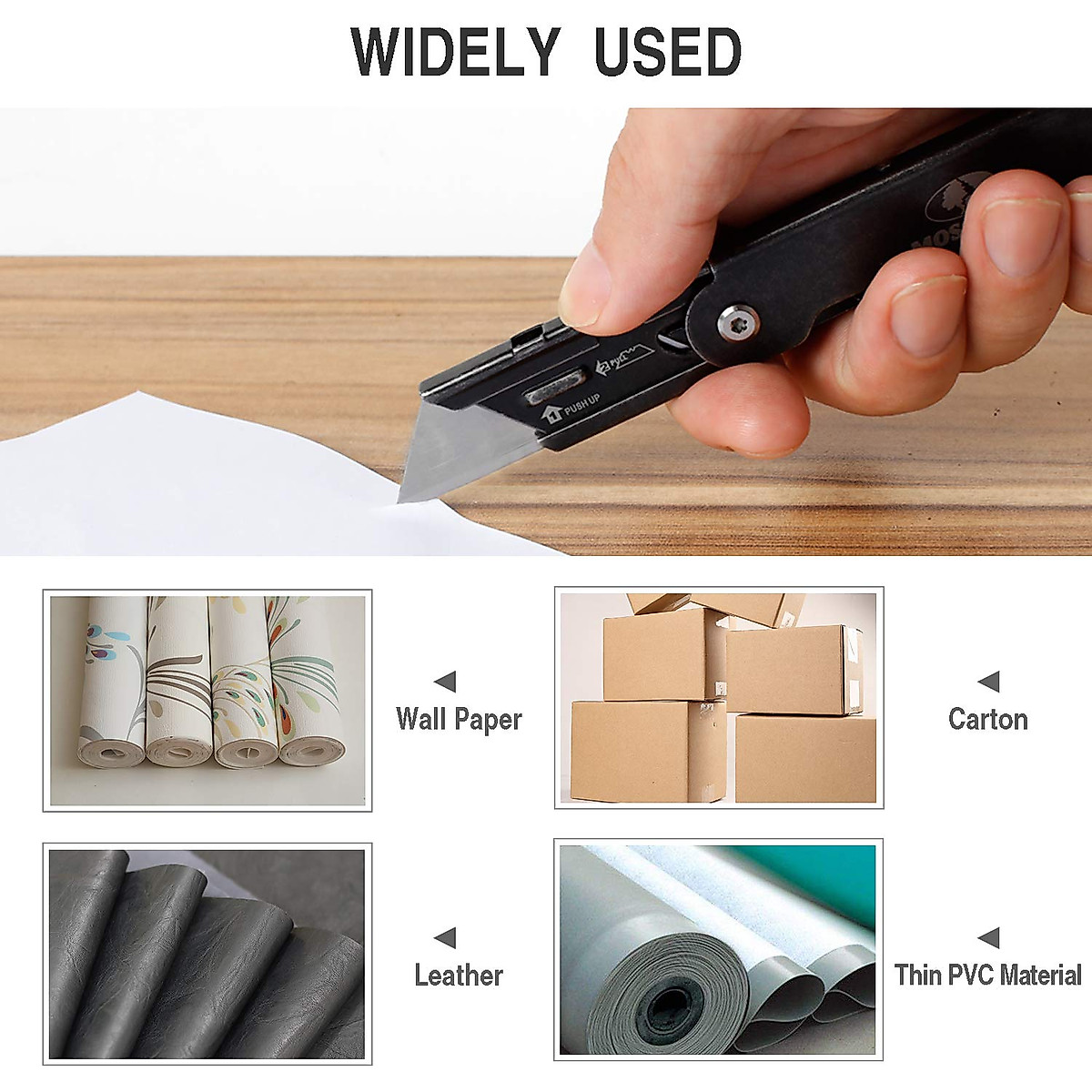 MOSSY OAK 2-pack Folding Pocket Utility Knife Set, Quick Change Box Cutter with Frame Lock, EDC Foldable Razor Knife with Belt Clip, Stone Washed