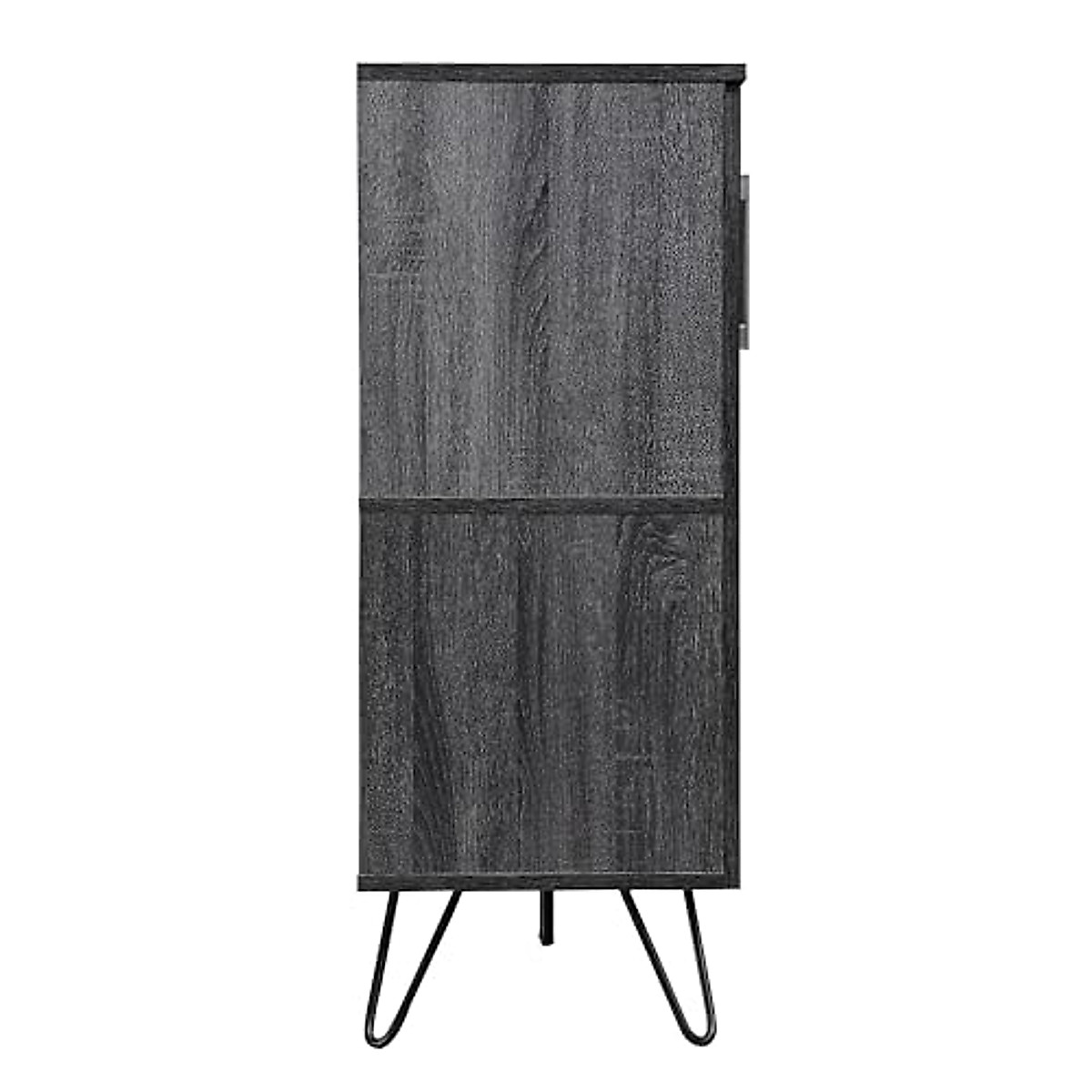 Christopher Knight Home Lochner Mid-Century Faux Wood Wine and Bar Cabinet, Black / Sonoma Grey Oak Finish