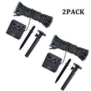 U/C Solar String Lights Outdoor, 100 LED 8-Lighting Modes Solar Fairy Lights, Waterproof Solar Christmas Lights for Garden, Party, Home Decoration (2-Pack, 72ft, Blue)