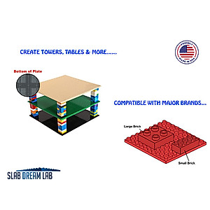 SlabDreamLab 12"X12" Baseplate for All Major Building Bricks and Blocks (Brown Mosaic, 4-Pack)