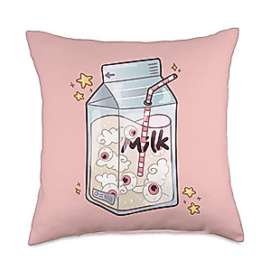 Weirdcore Aesthetic Clothes Alt Indie Dreamcore Weirdcore Aesthetic Eyes Japanese Milk Carton Eyeballs Throw Pillow, 18x18, Multicolor