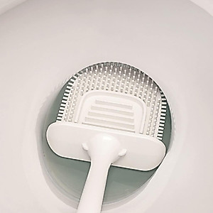 SAAKO Toilet Bowl Brush Wall Mounted Floor Toilet Brush Silicone Toilet Cleaner Brush Toilet Brush Holder with Lid Design