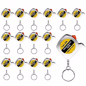 Trounistro 24 Pack Tape Measure Keychains Mini Tape Measure Retractable Measuring Tape, 1 m/ 3 ft