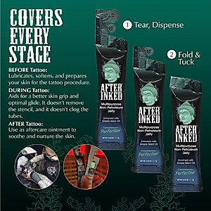 After Inked Tattoo Aftercare Non-Petroleum Jelly - With Grape Seed Oil, Essential for Tattoo Kit, PMU & Piercing Aftercare - Multipurpose Ointment - 7g Reclosable Packet (50-Pack)