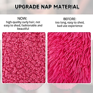 Zhanmai Pink Fuzzy Bowling Shoes Covers Women's Reusable Non Slip Bowling Shoes Protector Washable Boot Cover Soft Foot Covers for Bowling, Household, Office, Laboratory, Size 7-8.5