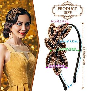 Jutom 6 Pieces Flapper Headband Floral Leaf Flapper Headpiece Rhinestone 1920s Headband Vintage Headpiece for Women Crystal Beaded Hairband Hair Accessory for Costume Party, 6 Styles