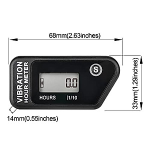 HonorMeet Digital Hour Meter for Lawn Mower,Maintenance Hours Counter by Vibration Activate for Gas/Diesel Powered Garden Tractor Generator Compressor Chainsaw Motorcycle Outboard Motor etc.
