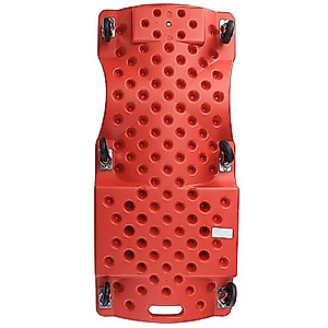 BIG RED TRP6240 Torin Blow Molded Plastic Rolling Garage/Shop Creeper: 40" Mechanic Cart with Padded Headrest, Dual Tool Trays and 6 Casters, Red