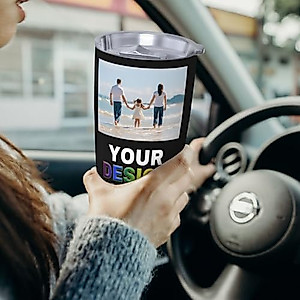 Personalized Custom Tumbler with Your Name Photo Text Customized Stainless Steel Coffee Travel Mug with Lid and Straw Custom Cups for Men Women Home 20oz Personalized Birthday Gifts