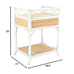 Safavieh Home Collection Rumi White and Natural Rattan 1-Drawer 1-Shelf Nightstand