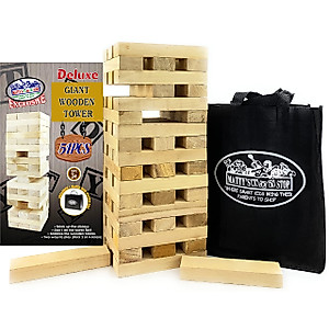 Mɑtty's Toy Stop Deluxe 51pc Giant Wood Tower Stacking Game with Storage Bag (Starts 17" Tall)