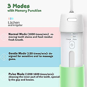 Water Flosser Portable Cordless Dental Oral Irrigator Mini Rechargeable Electric Flossing for Clean Teeth with 3 Modes IPX7 Waterproof for Home Travel Office Braces and Bridges Care Gift by Lächen