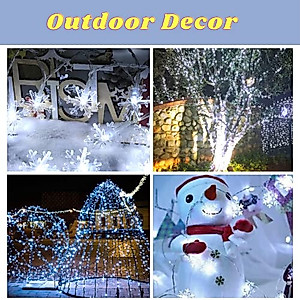 YUDI 60 LED Christmas Lights Decorations - 29.7 Ft Snowflakes Christmas Tree Light Decor Indoor Room,LED Fairy Lights Waterproof for Outdoor Garden Patio Bedroom,Battery Operated