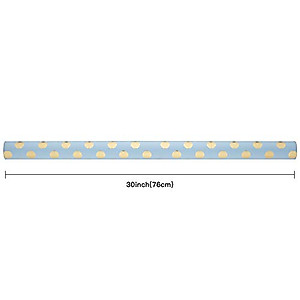 RUSPEPA Wrapping Paper Roll - Gold Foil Dots Baby Blue Background Design for Wedding, Birthday, Shower, Congrats, and Holiday - 30 inches x 32.8 feet