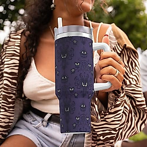 PTONUIC Haunted Mansion 40 oz Tumbler with Handle and Straw Lid | Insulated Cup Reusable Stainless Steel Water Bottle Travel Mug Cupholder Friendly | Gifts for Women Men Him Her