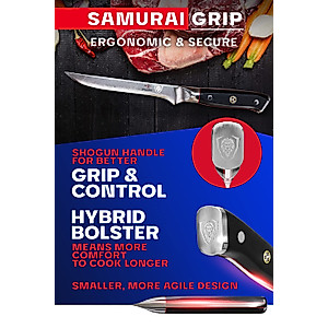 Dalstrong Boning Knife - 6 inch - Shogun Series ELITE - Damascus - AUS-10V Japanese Steel - Fillet Knife - Carving, Boning, Trimming, Deboning - Black G10 Handle - Sheath Included