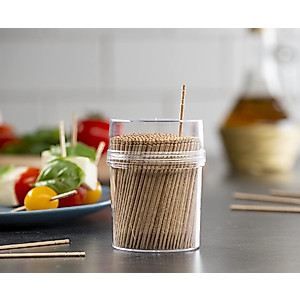 2500 Count Wooden Toothpicks + Reusable Holder Container | Sturdy Smooth Finish Bamboo Tooth Picks | Cocktail Picks | Toothpicks For Appetizers | Toothpicks Wood