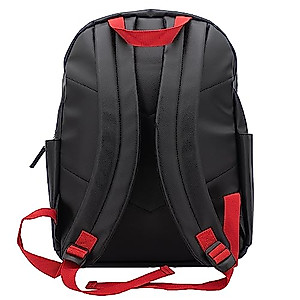 AI ACCESSORY INNOVATIONS Stranger Things Hellfire Club PU Backpack, School Travel Bag with Epoxy Filled Metal HFC Hexagon Charm, 16 Inch, Faux Leather