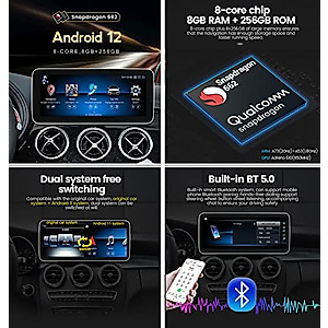 Android 12 Car Stereo GPS Sat Nav for Mercedes-Benz C-Class W204 Class C300 Touchscreen Multimedia Player Mirror Link TPMS CarPlay + DVR,Qualcomm 662 8+256GB 12.5 inch-（2011-2013） NTG4.5 LHD