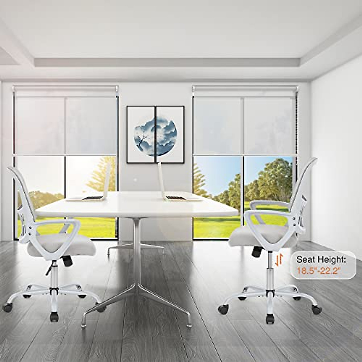 Office Chair, Desk Chair, Managerial Executive Chair, Ergonomic Home Office Desk Chairs, Computer Chair with Comfortable Armrests, Mesh Desk Chairs with Wheels, Mid-Back Task Chair with Lumbar Support