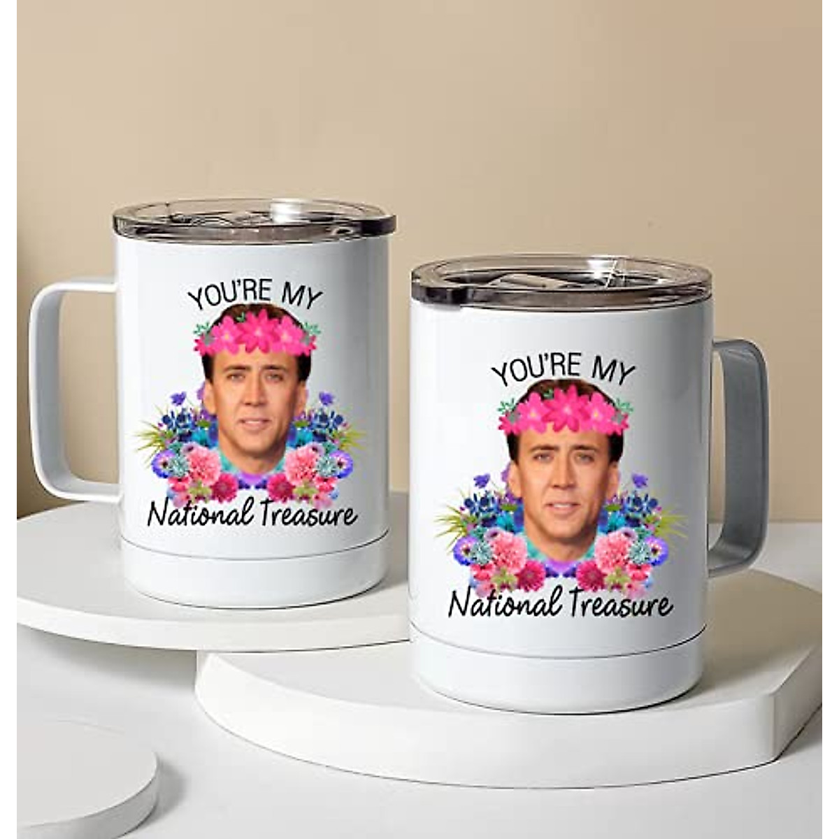 Nicolas Mug Stainless Steel Coffee Mug Nicolas Cage Themed You're My National Treasure Coffee Cup Travel Mug for Women Men Personalized Gift for Mom Dad 11 Ounce