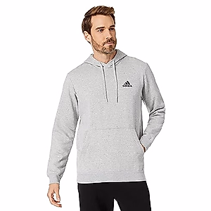 adidas Men's Essentials Fleece Hoodie, Medium Grey Heather/Black, XX-Large