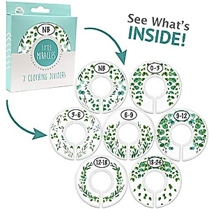 Baby Closet Size Dividers - 7X Botanical Nursery Closet Dividers for Baby Clothes - Eucalyptus Vines Leaf Plant Greenery Nursery Decor - Baby Closet Dividers for Boy or Girl - [Botanical]