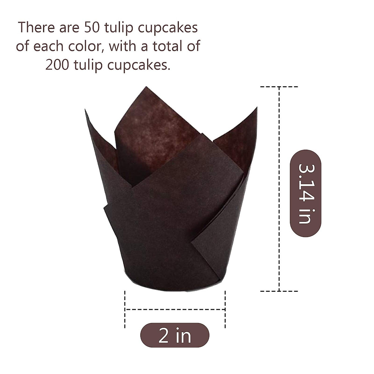 Tulip Cupcake Liners,200Pcs Parchment Paper Muffin Liners for Baking, Non Stick Cupcake Wrappers for Cup Cake, Weddings, Birthdays and Party, Christmas (Brown-Natural-Yellow-Green Mixed)