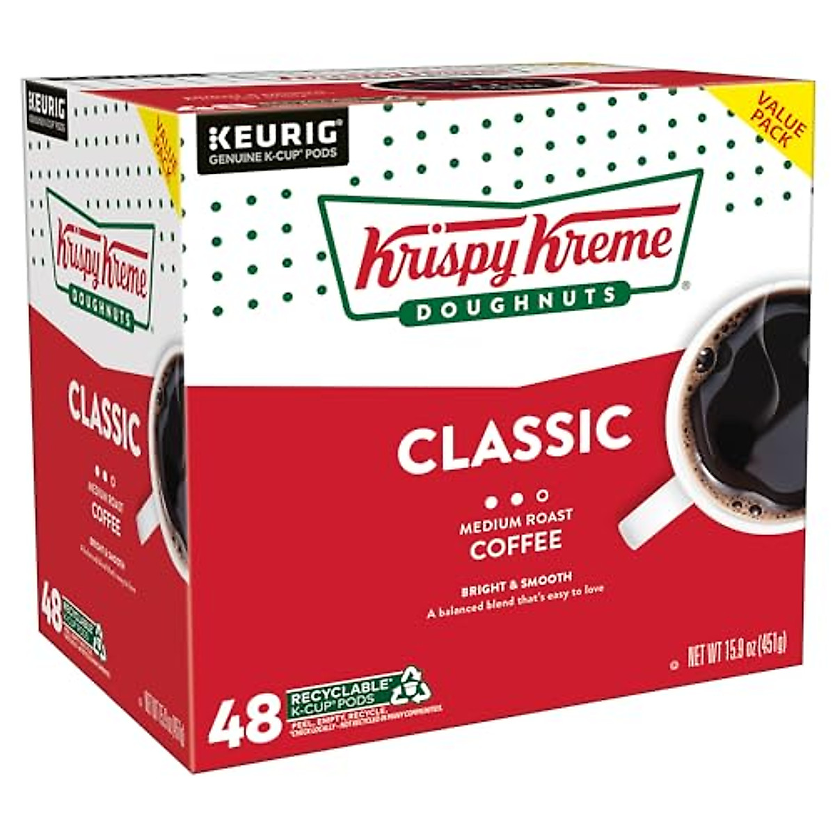 Krispy Kreme Doughnuts Classic, Keurig Single Serve K-Cup Pods, Medium Roast Coffee 48 Count