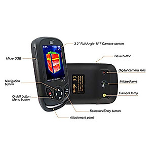 320 x 240 IR Resolution Thermal Camera, Pocket-Sized Infrared Camera with 76800 Pixels Real-Time Thermal Image, Temperature Measurement Range -4°F to 572°F, Mini IR Thermal Imager, Hti-Xintai