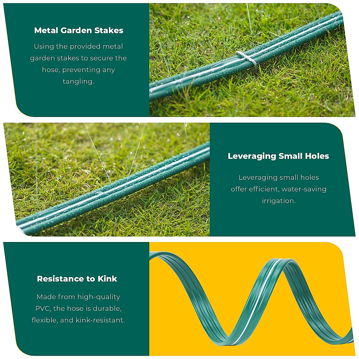 DXront Sprinkler Soaker Hose 50ft for Garden Lawn, Watering Hose with Holes, High-Efficiency Water-Saving Garden Irrigation System, Drip Hose Sprinkler