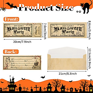 Woanger 50 Pcs Halloween Party Invitations with Envelopes 25 Scary Halloween Invitations and 25 Invitations Vintage Fill in Blank Invites for Halloween Theme Party Birthday Baby Shower