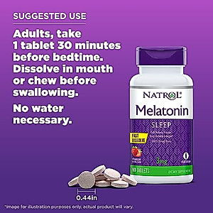 Natrol Melatonin 3mg, Strawberry-Flavored Dietary Supplement for Restful Sleep, 90 Fast-Dissolve Tablets, 90 Day Supply