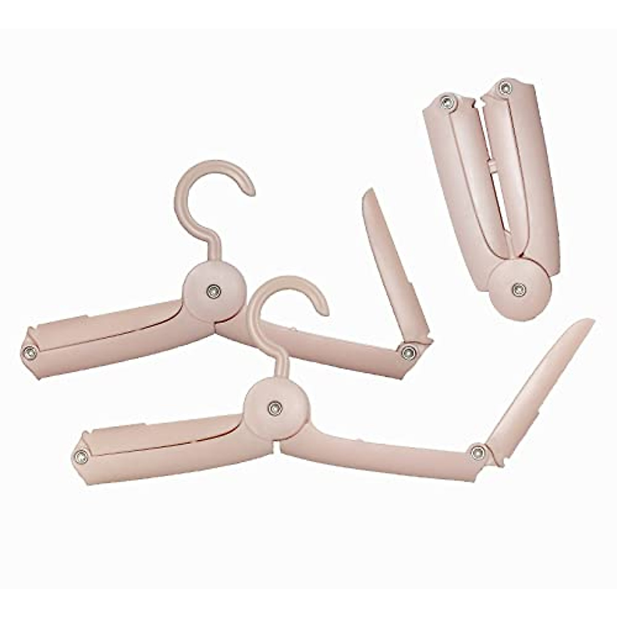 Fineget Foldable Travel Clothes Hangers Portable Plastic Clothing Coat Carry-on Hangers Saving Space Hangers Light Weight Drying Rack for Travel Pink