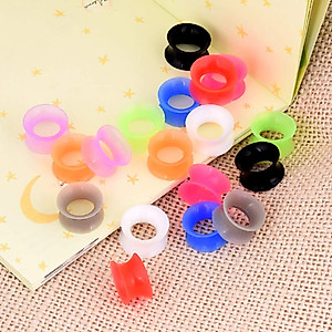 Longbeauty 36Pcs/76Pcs Colorful Soft Silicone Ear Gauges Flexible Ear Skin Tunnels Earlets Plugs Stretcher Expander Set Piercing Jewelry 2g-3/4