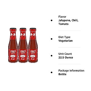 Taco Bell Fire Sauce Glass Bottle, 7.5 OZ 3-pack