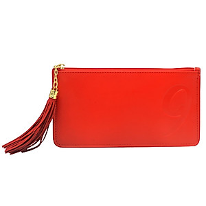 Fengshuibringluck Red Faux Leather Purse 9 Wealth Wallet Tassel Lady Purse Good Luck