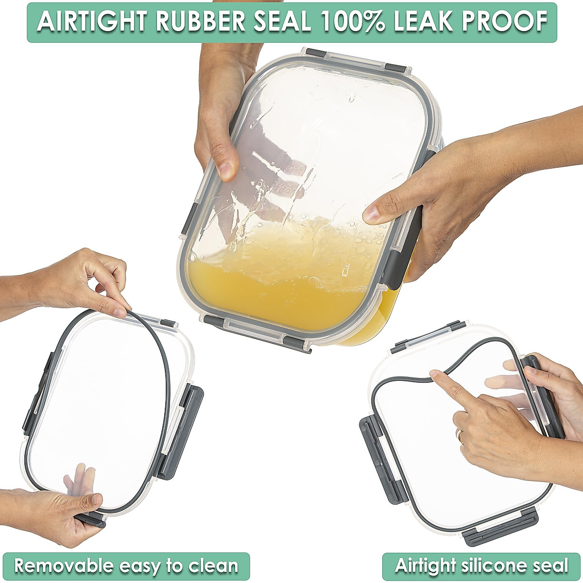 FOOD BOUTIQUE - 10 Cups Large Glass Food Storage Container with Lid set